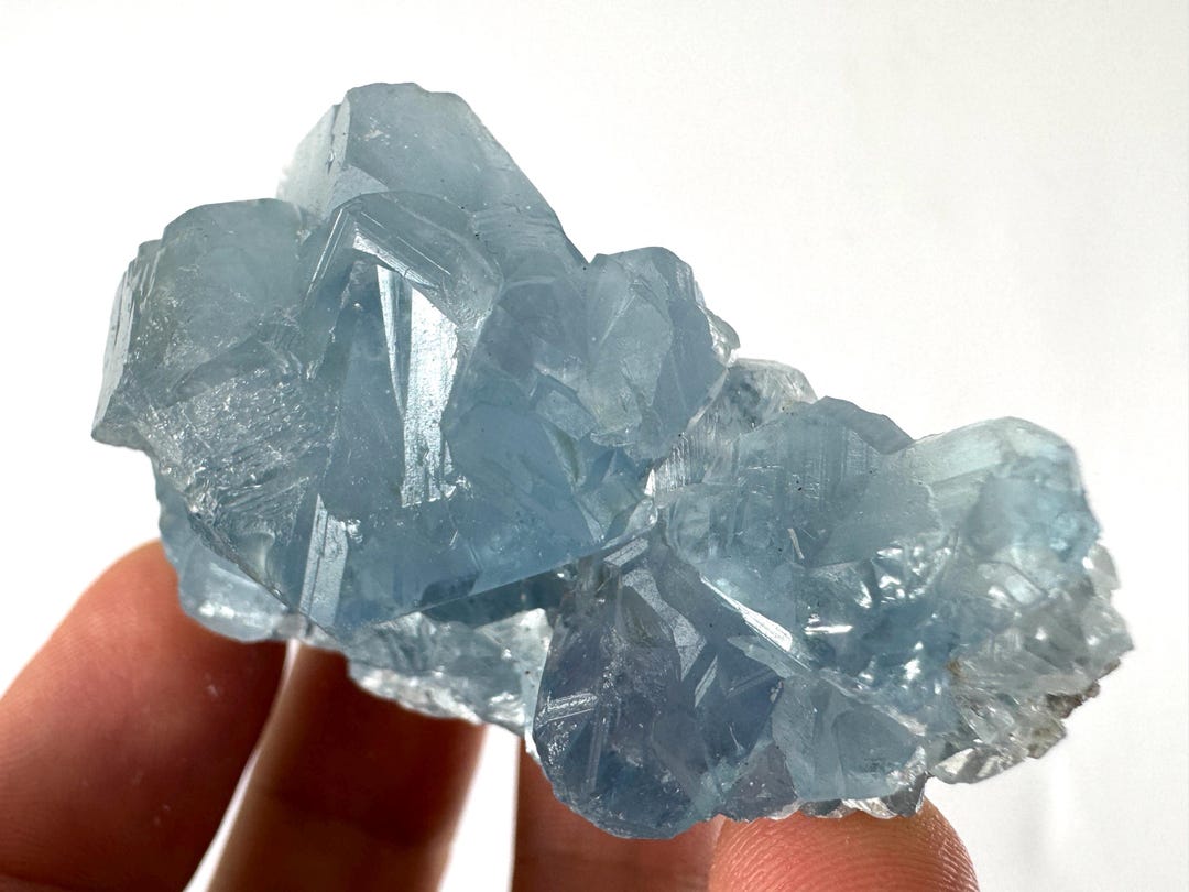 Natural Celestine (celestite) Crystal Cluster – Heavenly Blue Mineral ...