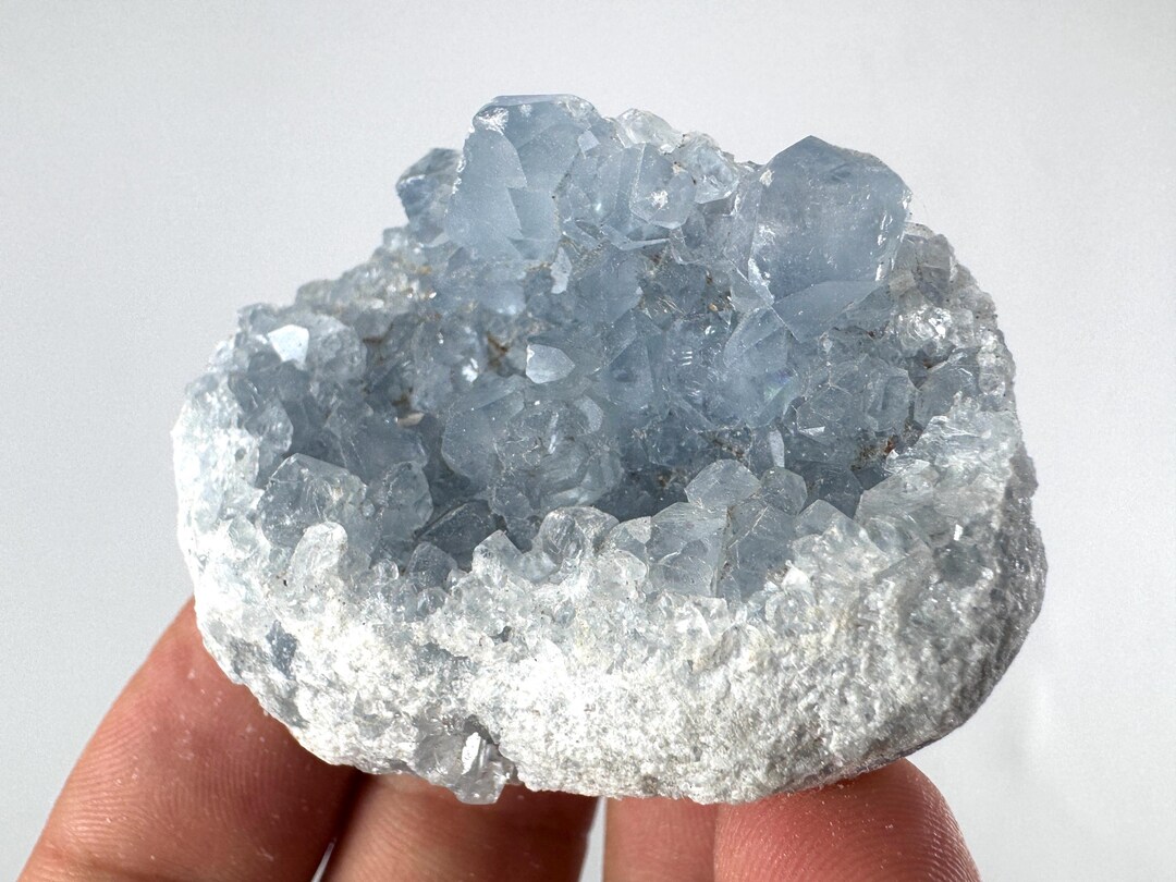 Geode Celestine (celestite) Crystal Cluster – Heavenly Blue Mineral ...