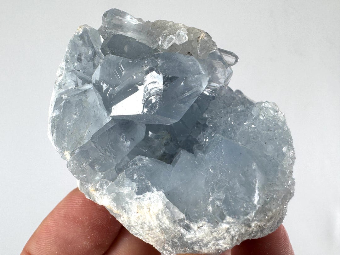 Natural Celestine (celestite) Crystal Cluster – Heavenly Blue Mineral ...
