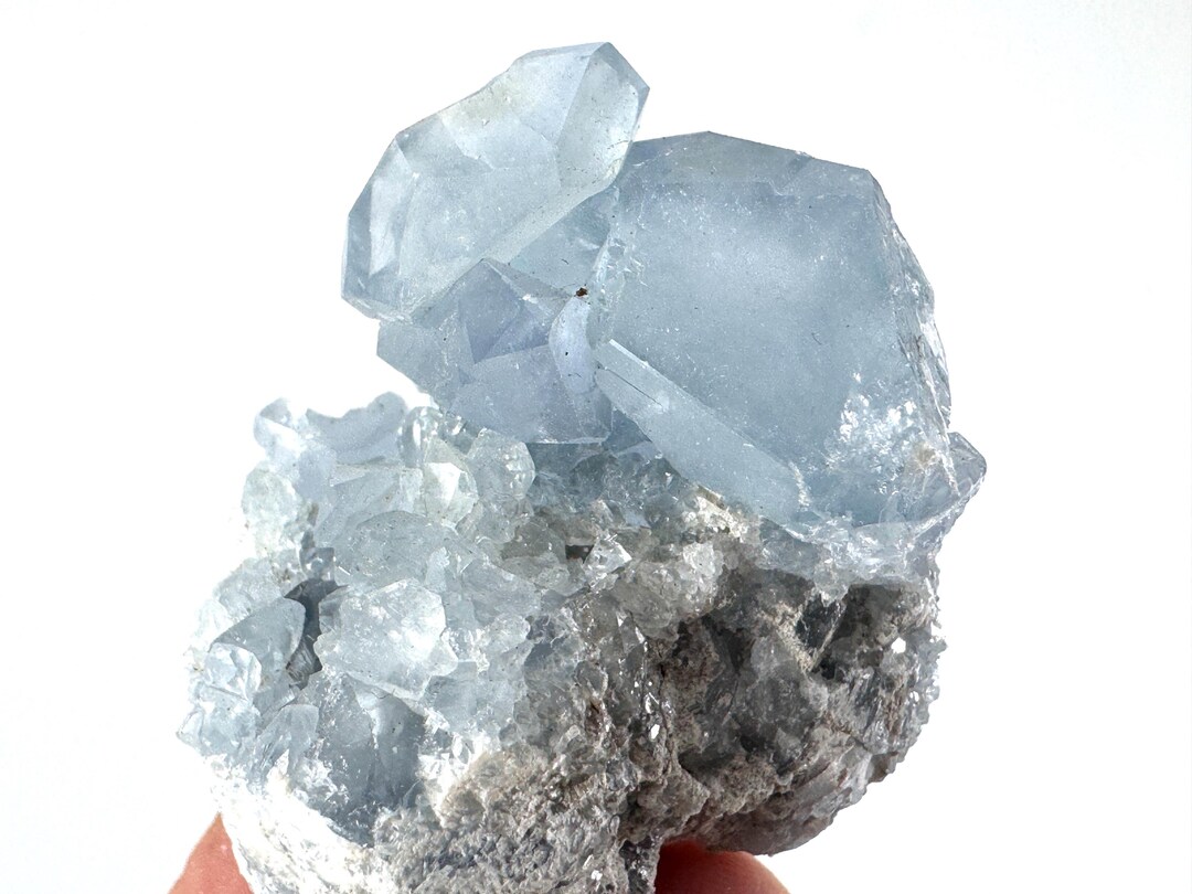 Natural Celestine (celestite) Crystal Cluster – Heavenly Blue Mineral ...