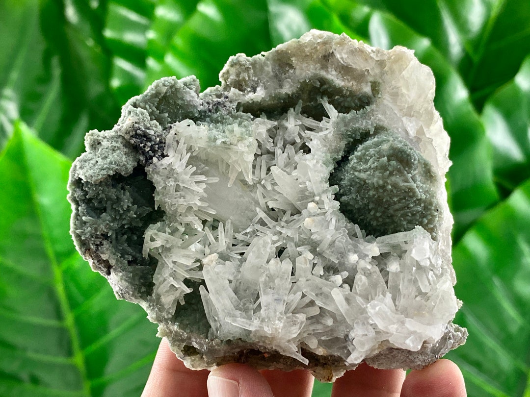 Prasem Quartz With Second Generation Quartz Bulgaria,mineral Specimen,home Decor,quartz Cluster ...