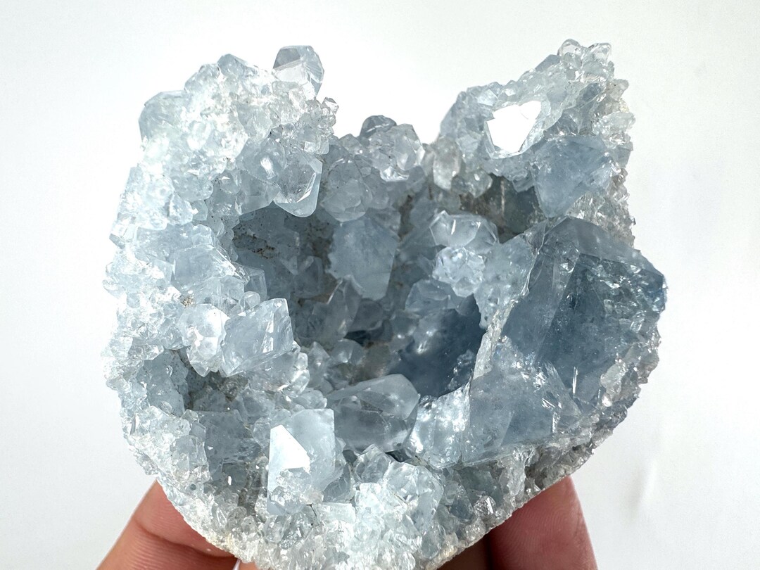 Geode Celestine (celestite) Crystal Cluster – Heavenly Blue Mineral ...