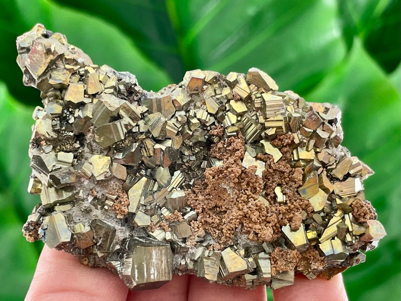Pyrite With Calcite Cluster: Bulgarian Mineral Specimen, Home Decor ...
