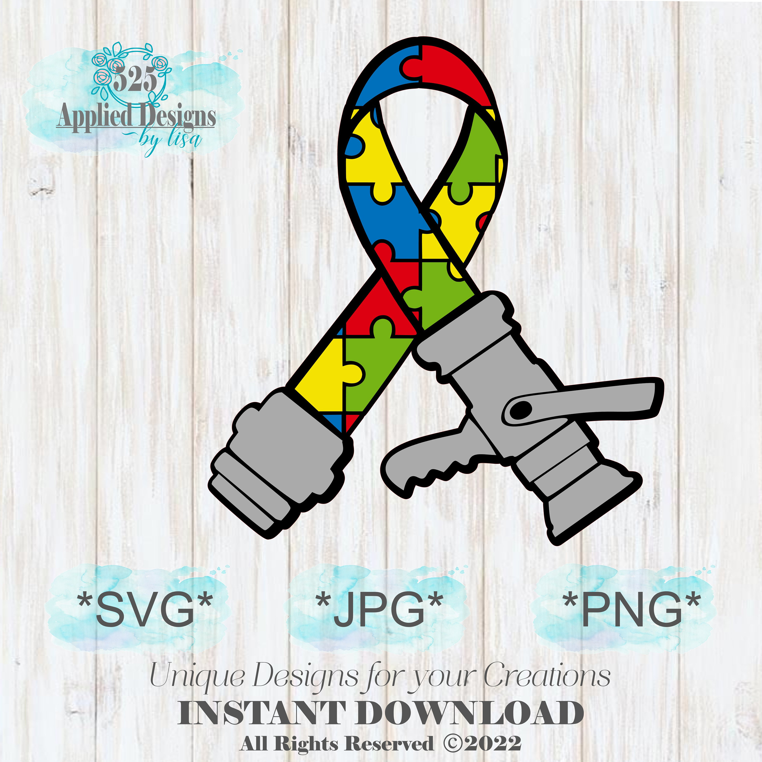 Autism Fire Hose Awareness Ribbon Cutting File Silhouette - Etsy
