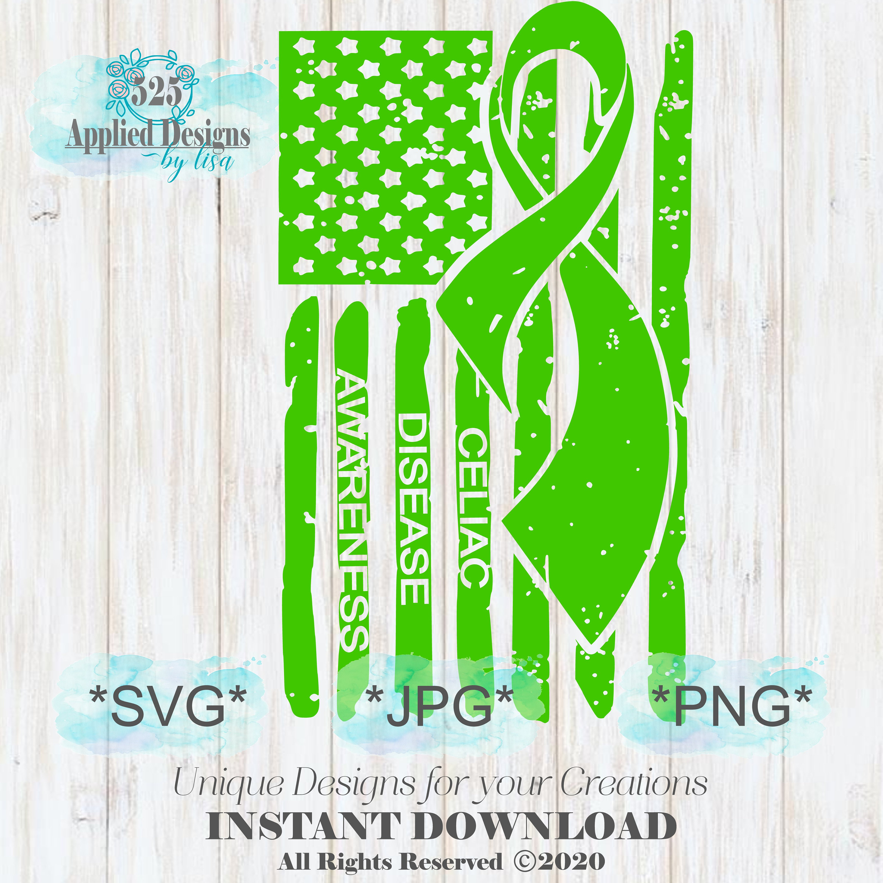 Celiac Disease Awareness Ribbon American Flag Cutting File | Etsy