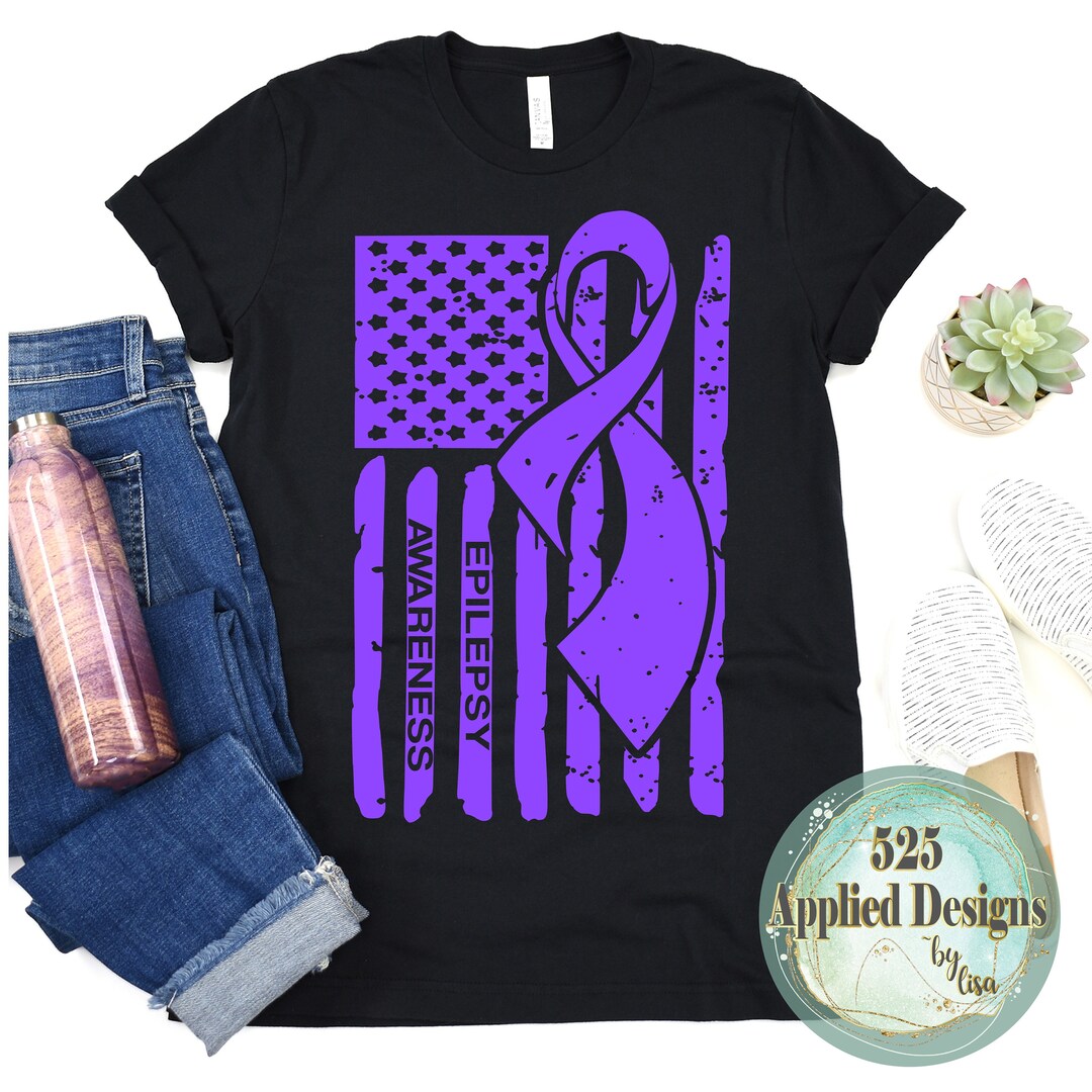Epilepsy Awareness Ribbon American Flag Cutting File, Silhouette ...