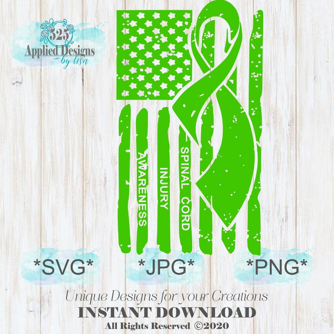 Spinal Cord Injury Awareness Ribbon American Flag Cutting - Etsy