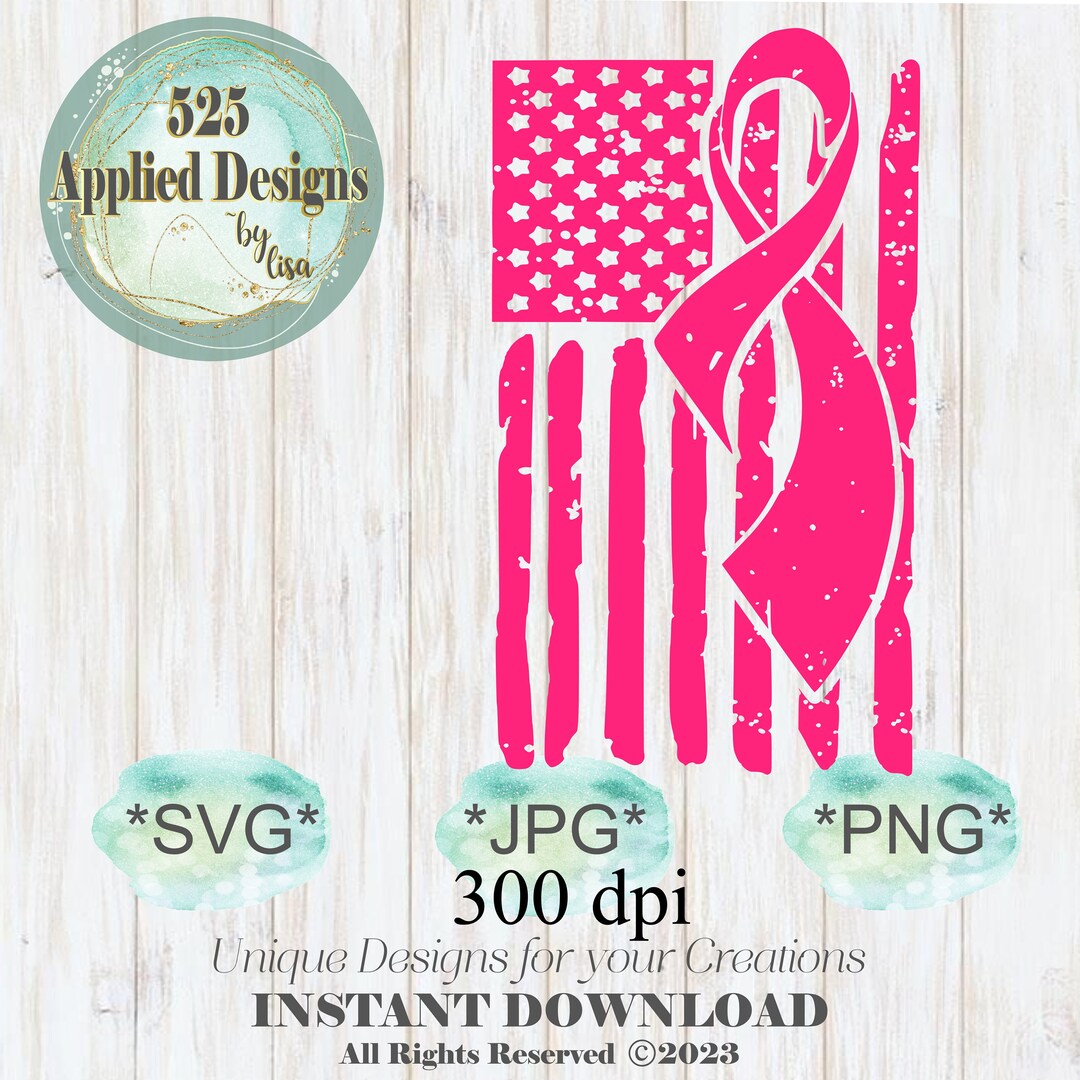 Pink Awareness Ribbon American Flag Cutting File, Cricut, Silhouette ...