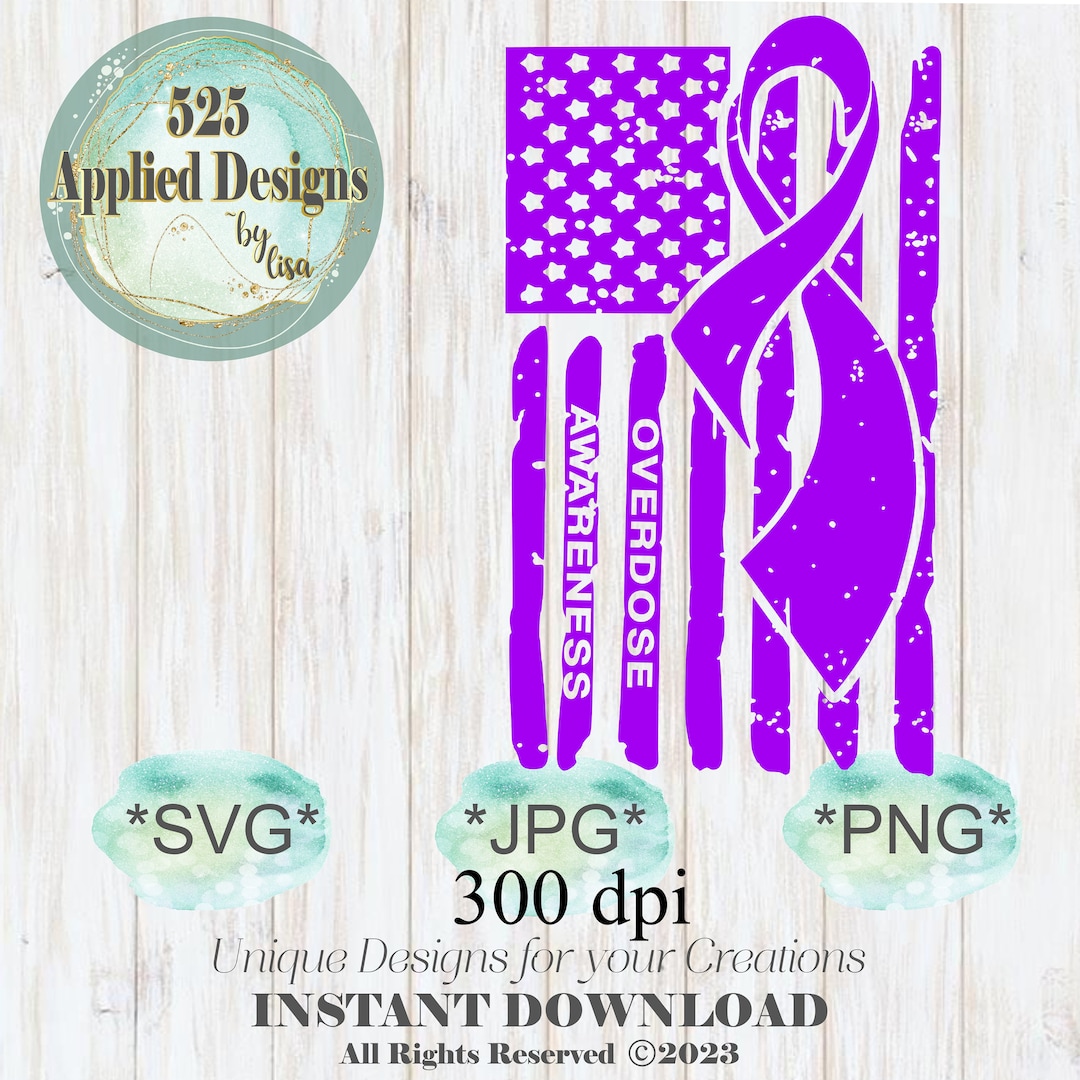 Overdose Awareness Ribbon American Flag Cutting File, Silhouette ...