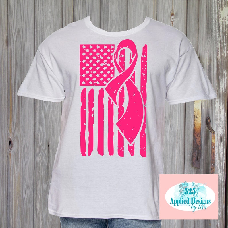 Pink Awareness Ribbon American Flag Cutting File Cricut - Etsy