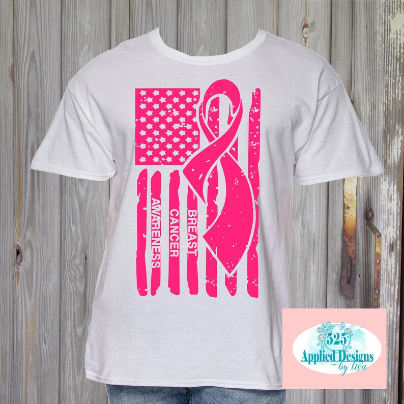Breast Cancer Awareness Distressed American Flag Cutting File - Etsy