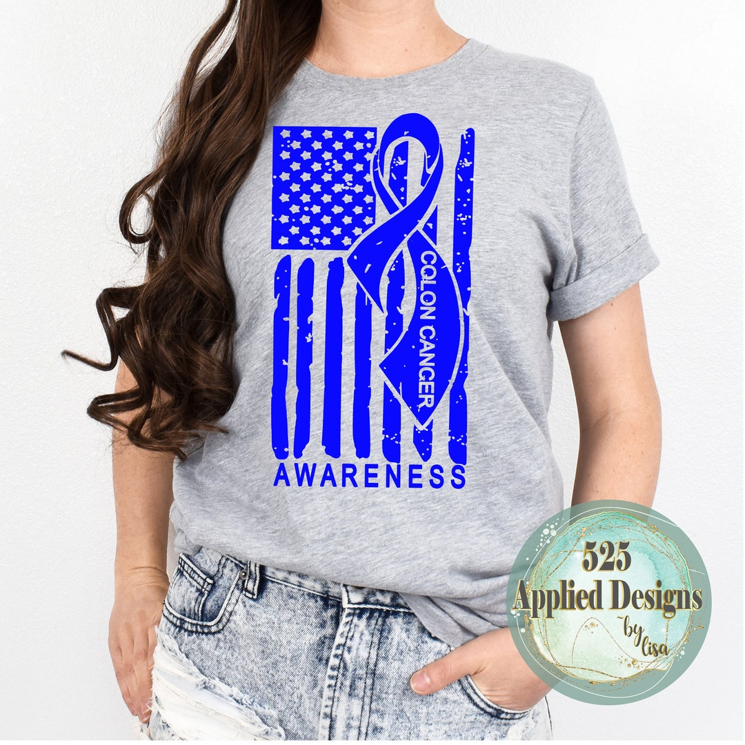 Colon Cancer Awareness Ribbon American Flag Cutting File, Silhouette ...