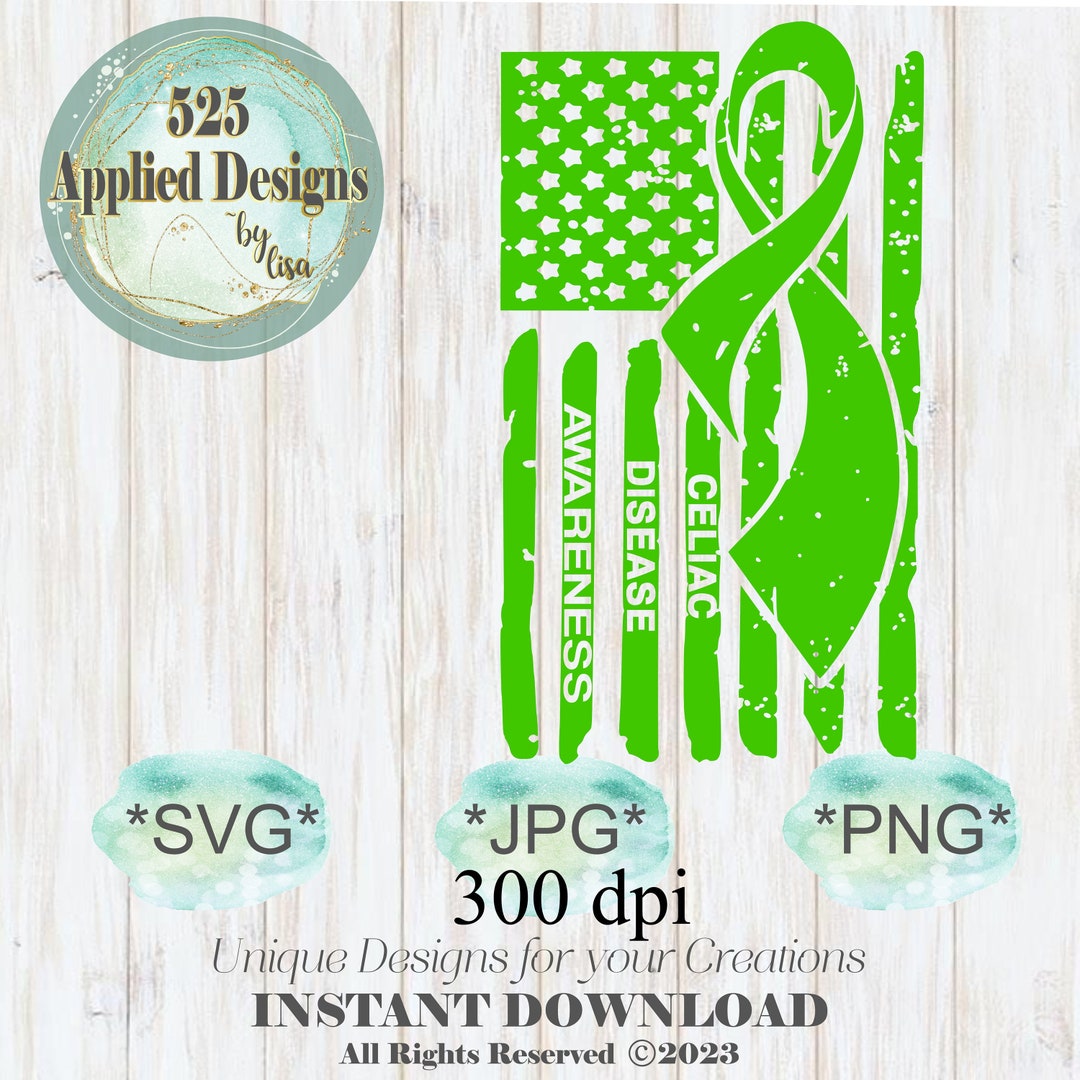 Celiac Disease Awareness Ribbon American Flag Cutting File, Silhouette ...