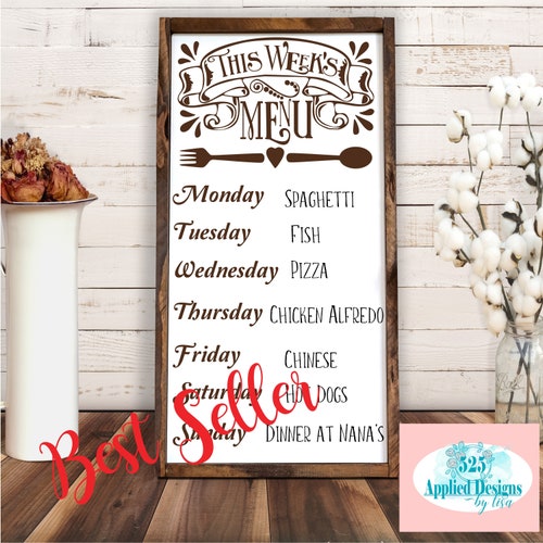 Printable Weekly Menu Menu Board Meal Planning Board | Etsy