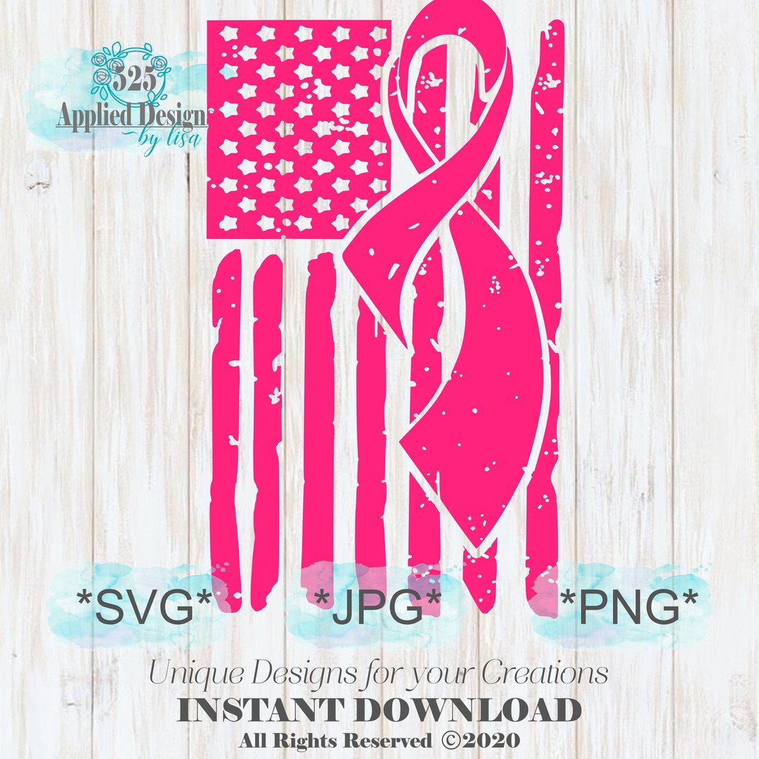 Pink Awareness Ribbon American Flag Cutting File Cricut - Etsy