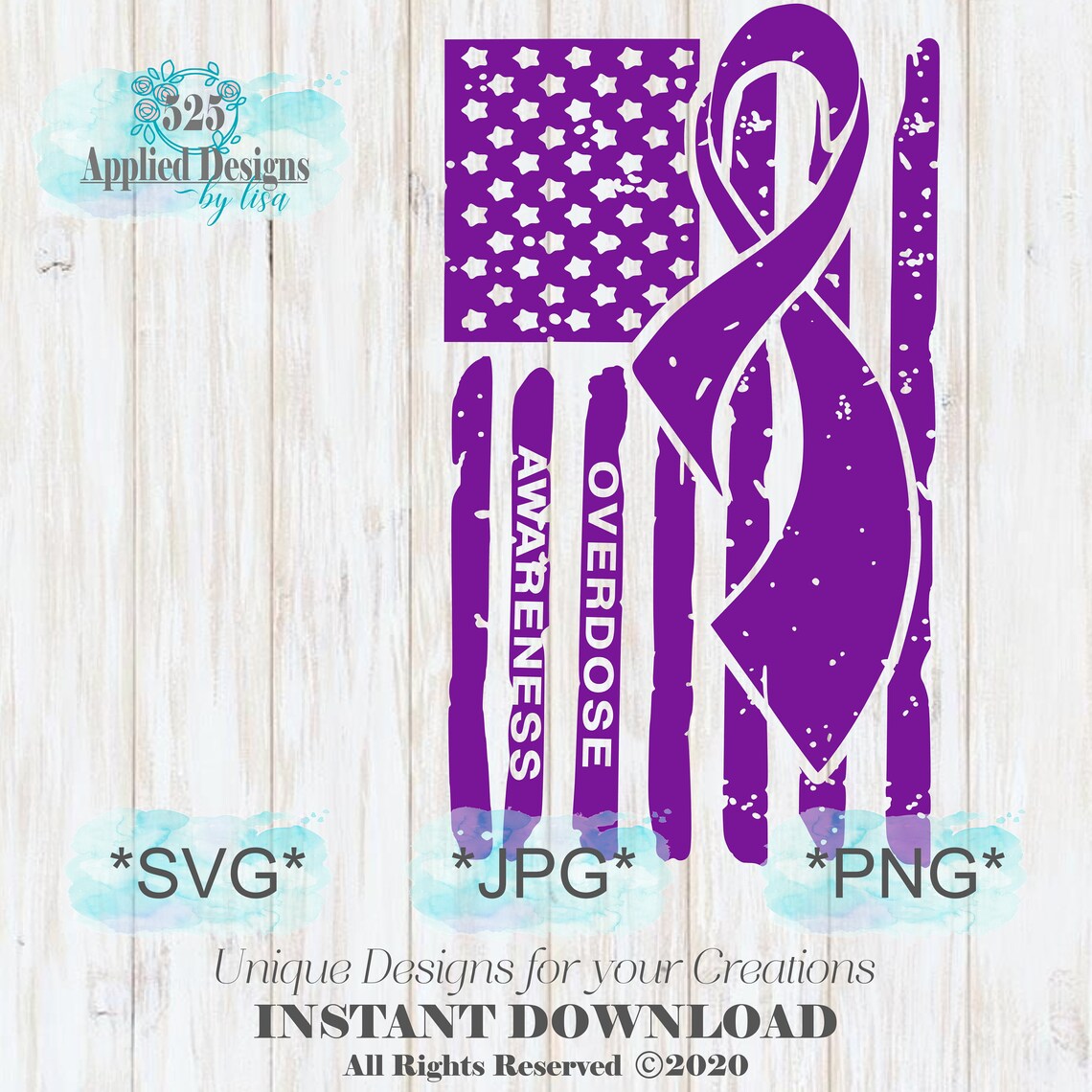 Overdose Awareness Ribbon American Flag Cutting File - Etsy