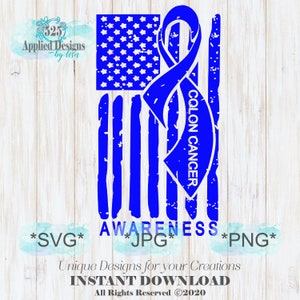 Colon Cancer Awareness Ribbon American Flag Cutting File | Etsy