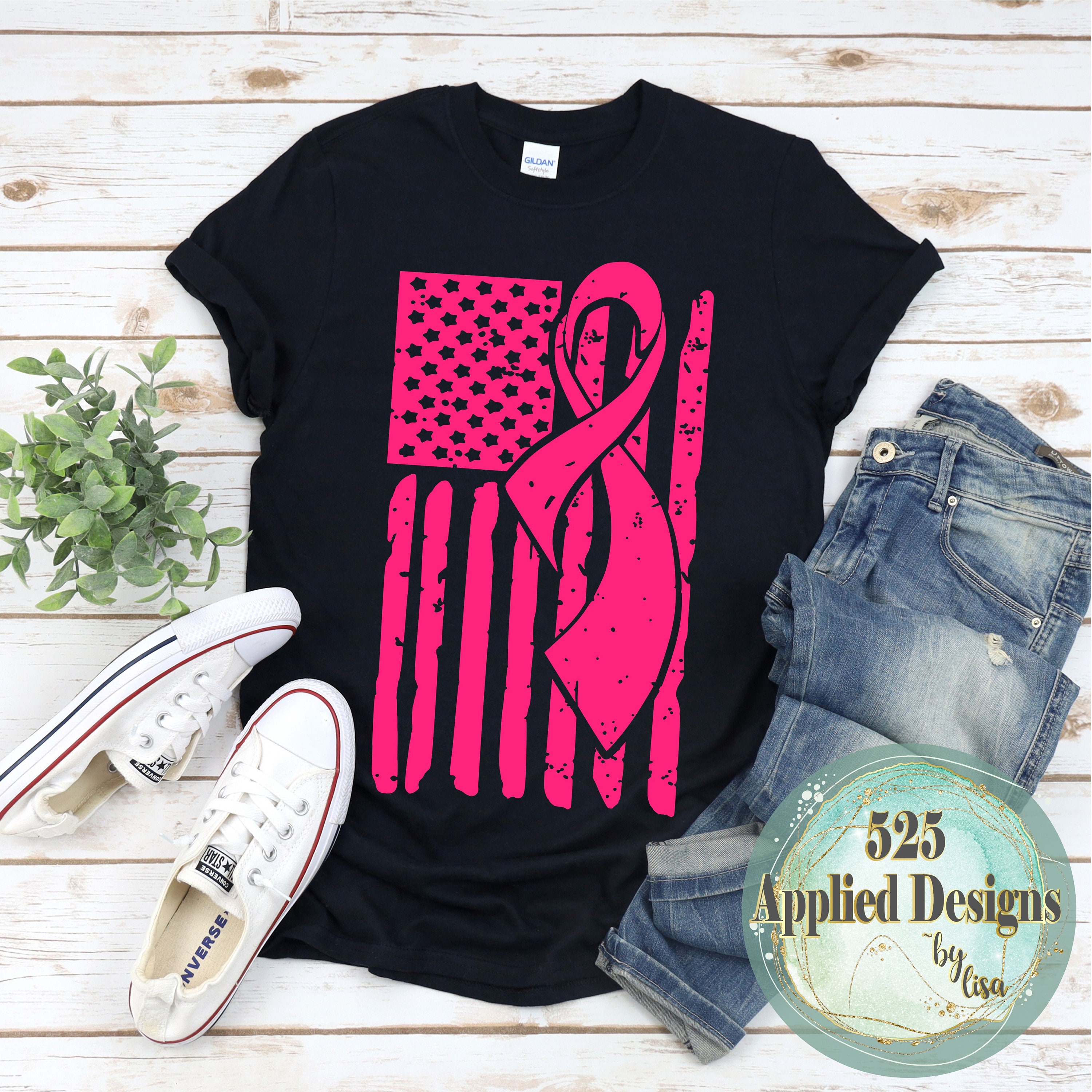 Pink Awareness Ribbon American Flag Cutting File, Cricut, Silhouette ...
