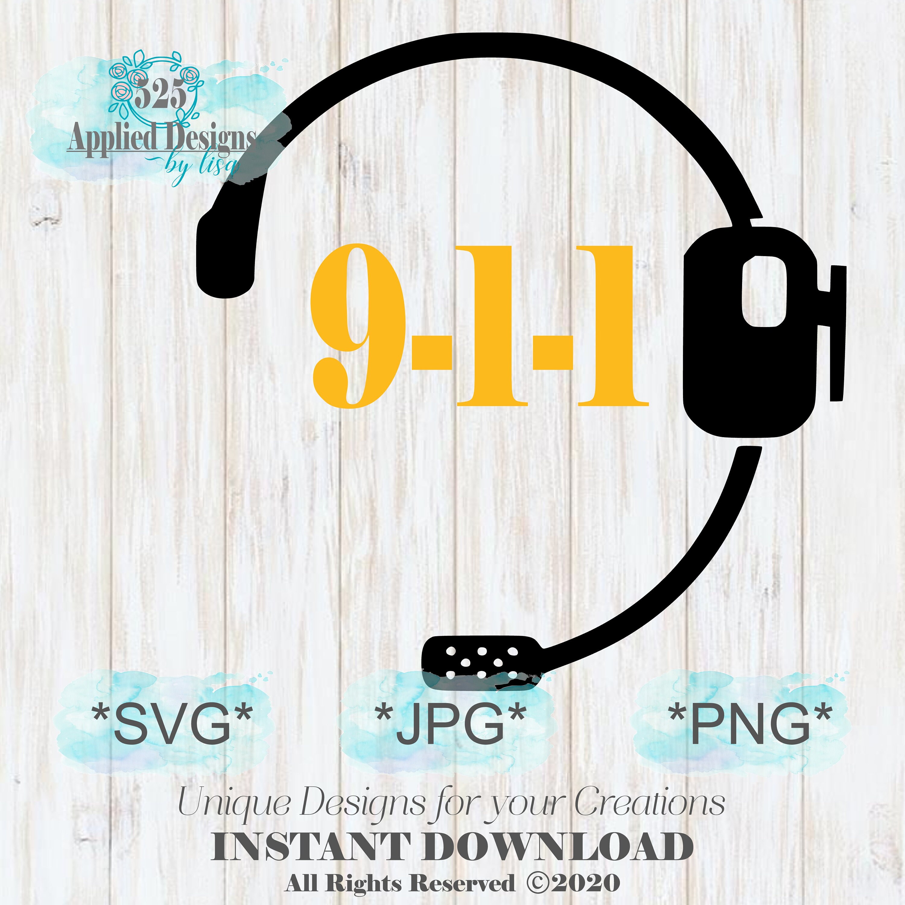 911 Headset Cutting File Silhouette Cricut SVG Jpg PNG - Etsy