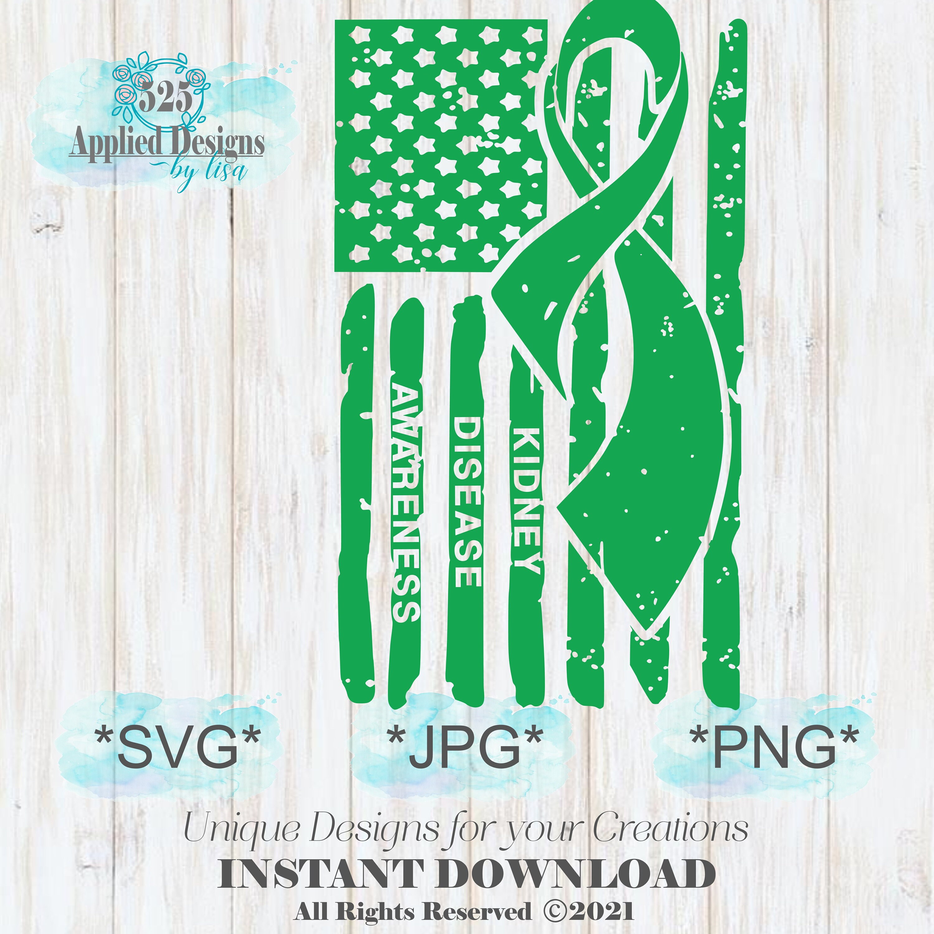 Kidney Disease Awareness Ribbon American Flag Cutting File | Etsy