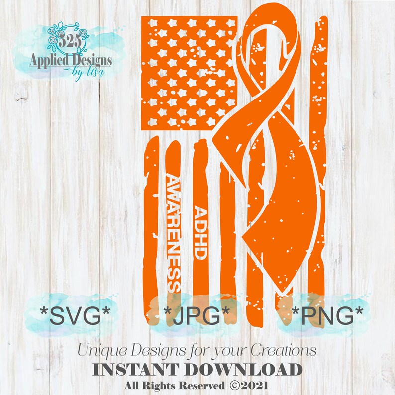 Adhd Awareness Ribbon American Flag Cutting File Silhouette - Etsy UK