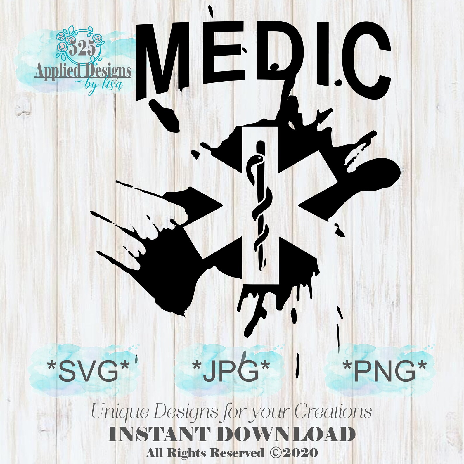 Distressed Medic Star of Life Blood Splatter Cutting File | Etsy