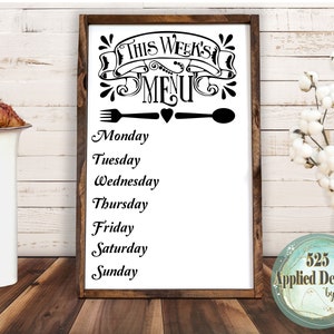 This Week's Menu Cutting File, SVG, PNG, Jpg, Sublimation, Cricut, HTV ...