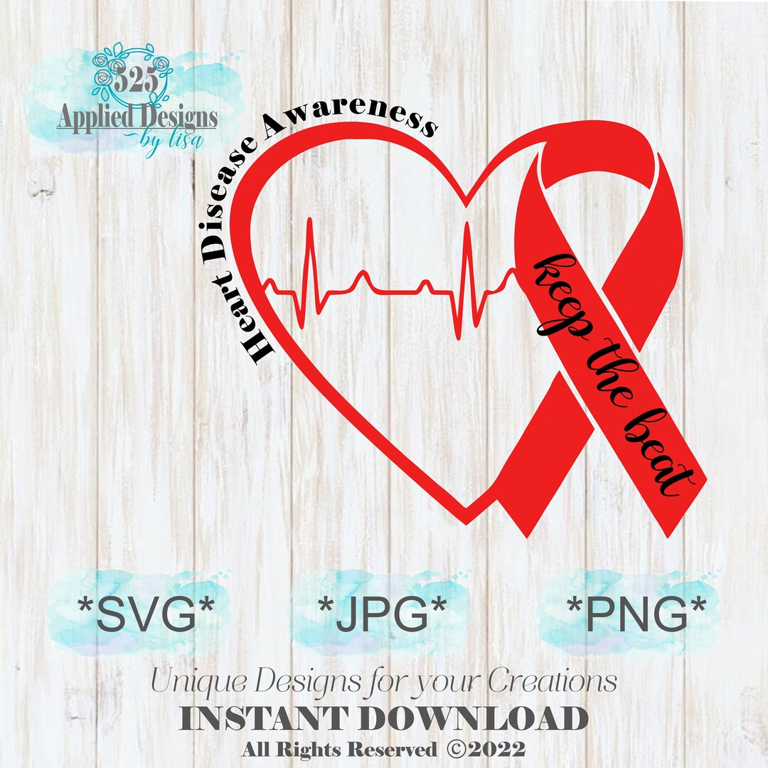 Heart Disease Awareness Ribbon and Heart Cutting File - Etsy