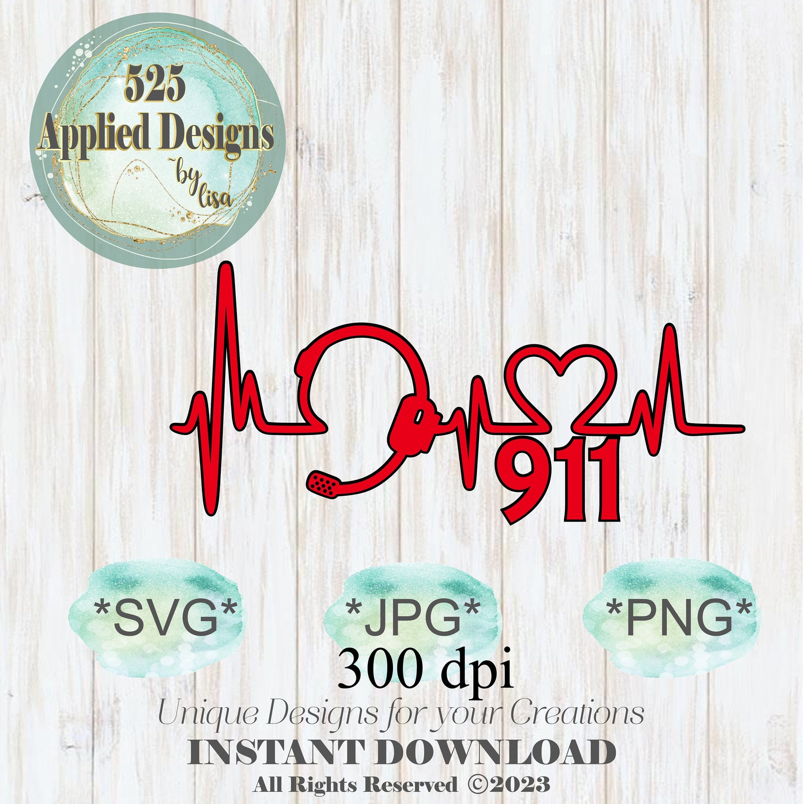 911 Headset With Heartbeat and Heart Cutting File, SVG, Jpg, PNG ...