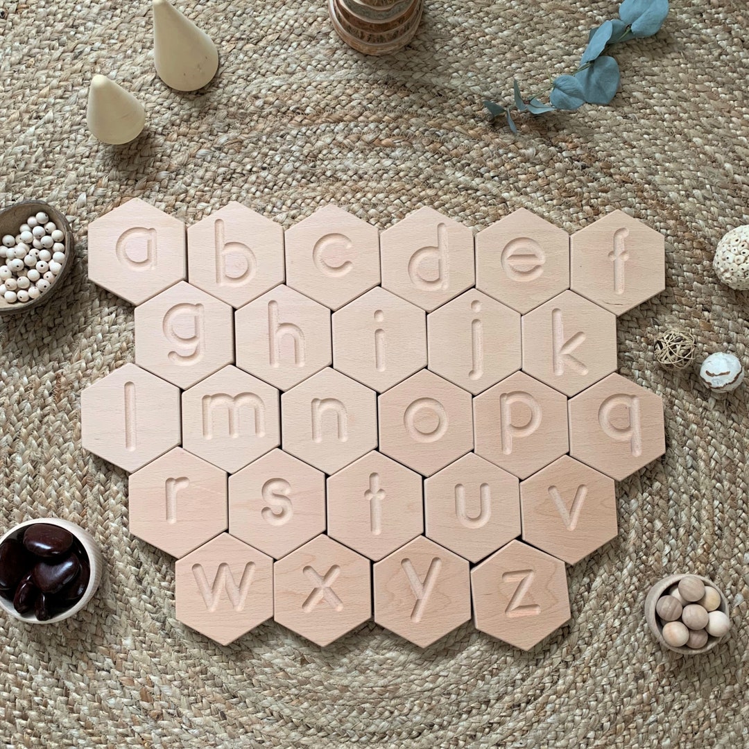 Wooden Alphabet Tiles Montessori Learning Resource - Etsy
