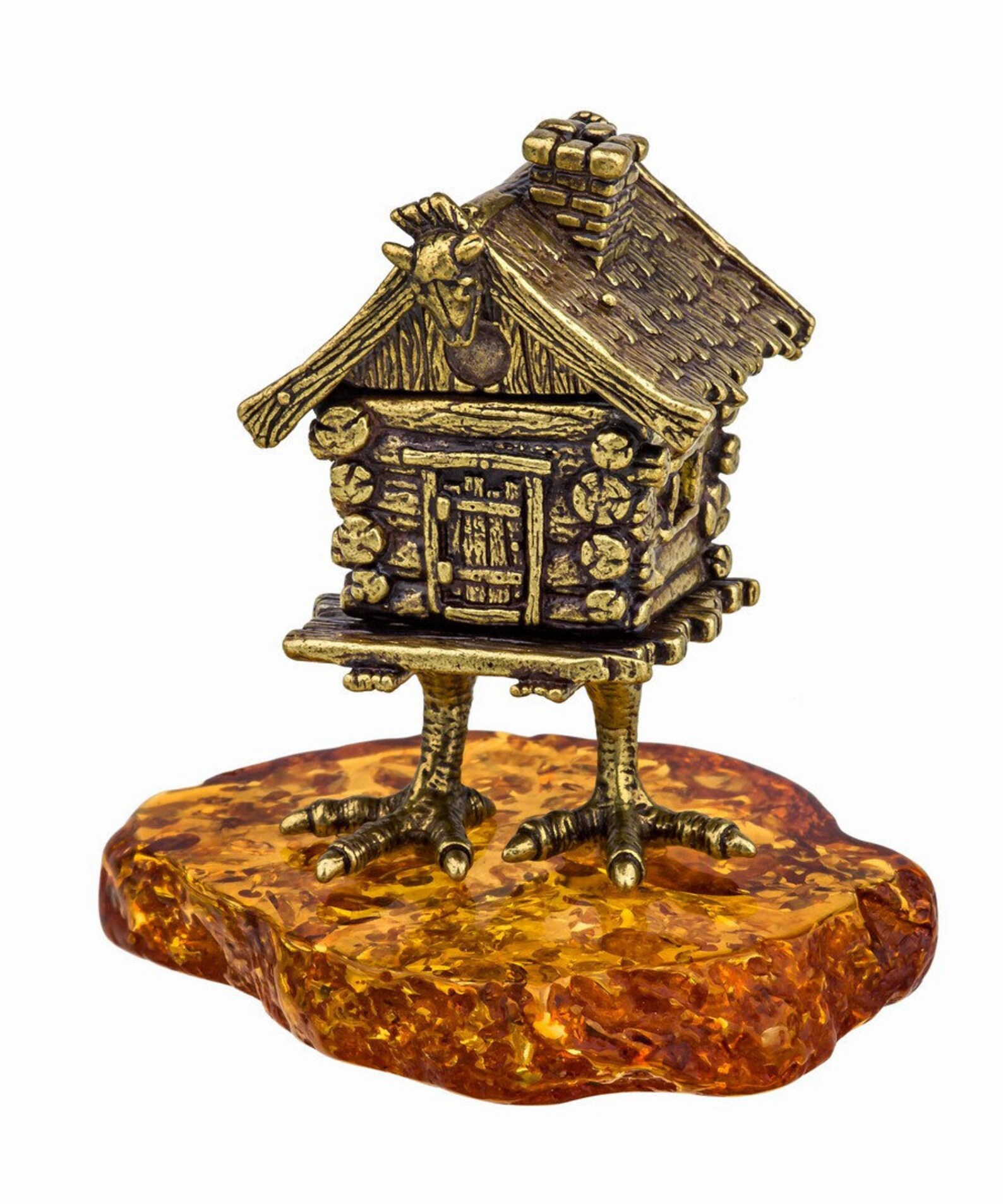 Witch House Hut on Chicken Legs Brass Amber Figurine Baba Yaga | Etsy
