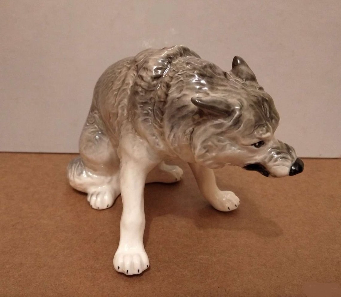 Wolf Porcelain Figurine Realistic Souvenirs Russia Handmade | Etsy