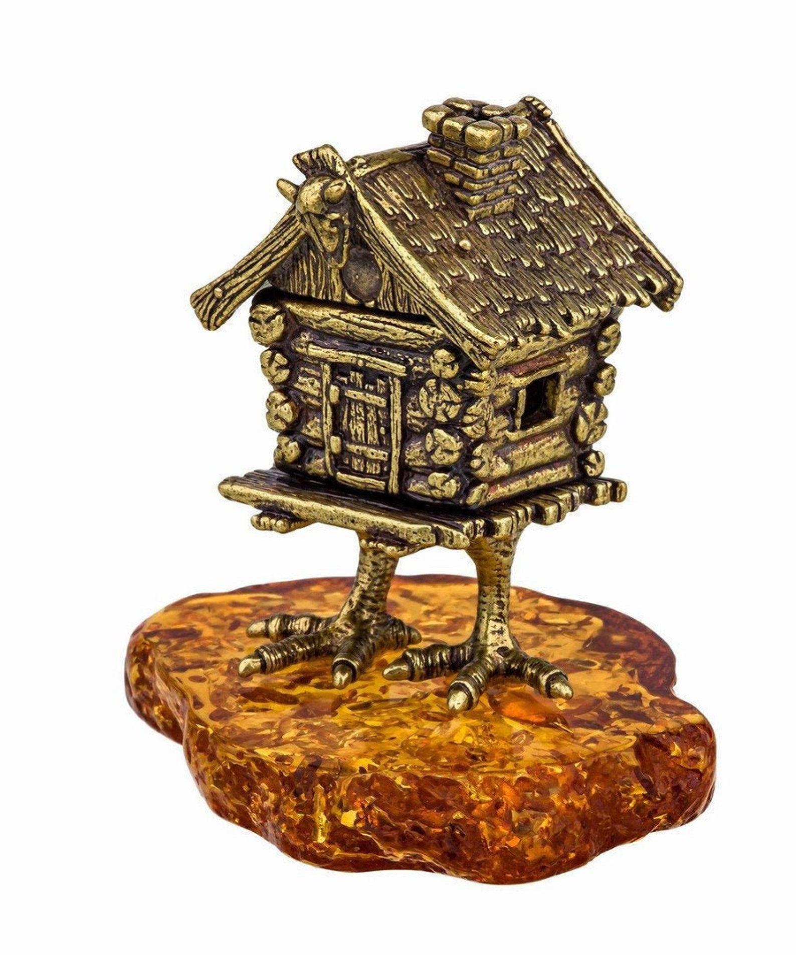 Witch House Hut on Chicken Legs Brass Amber Figurine Baba Yaga | Etsy