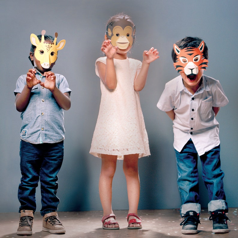 Create Your Own 3D Jungle Animal Masks - Etsy Create Your Own 3D Jungle Animal Masks - Etsy