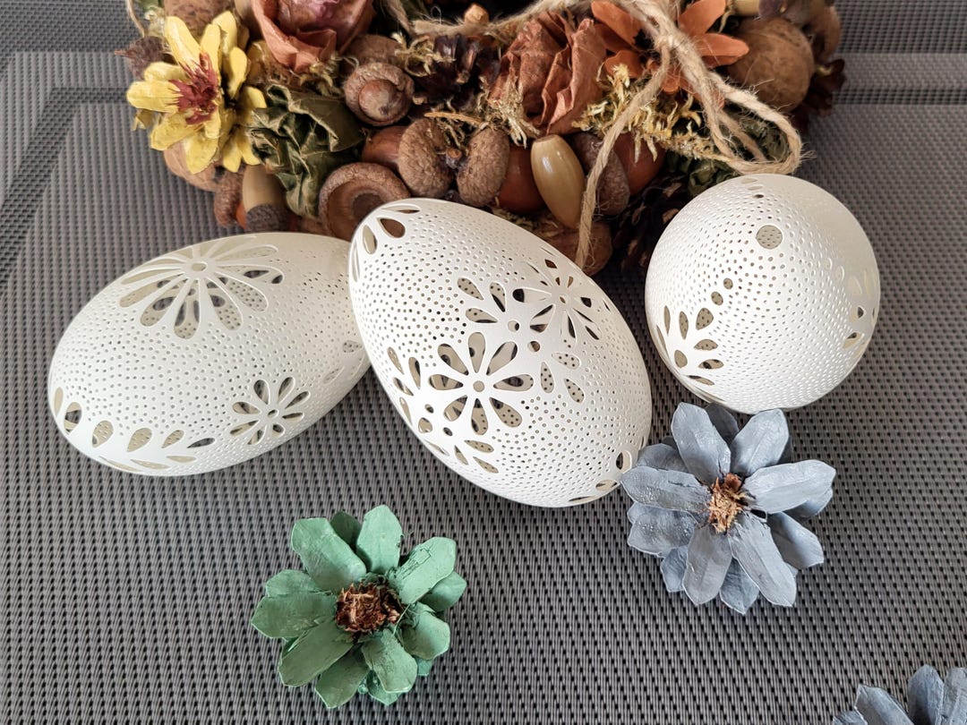 SET of 3 Eggshells of Polish Goose, Handmade Sculpted Transparent ...