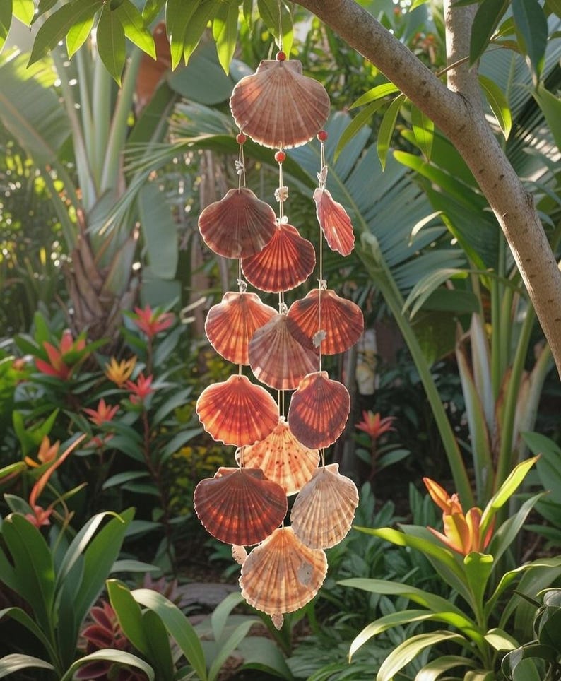 Seashell Wind Chime, Windchime, Garden Decor, Wall Hanging - Etsy