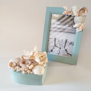 Beach Decor Seashell Gift Box and Frame Seashell Box Shell Jewelry Box ...