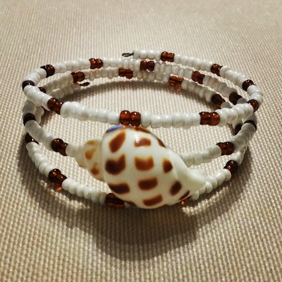 Beaded Bracelet with Natural Sea Shell Handmade Bracelet | Etsy