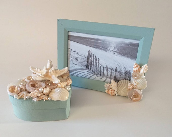Beach Decor Seashell Gift Box and Frame Seashell Box Shell - Etsy