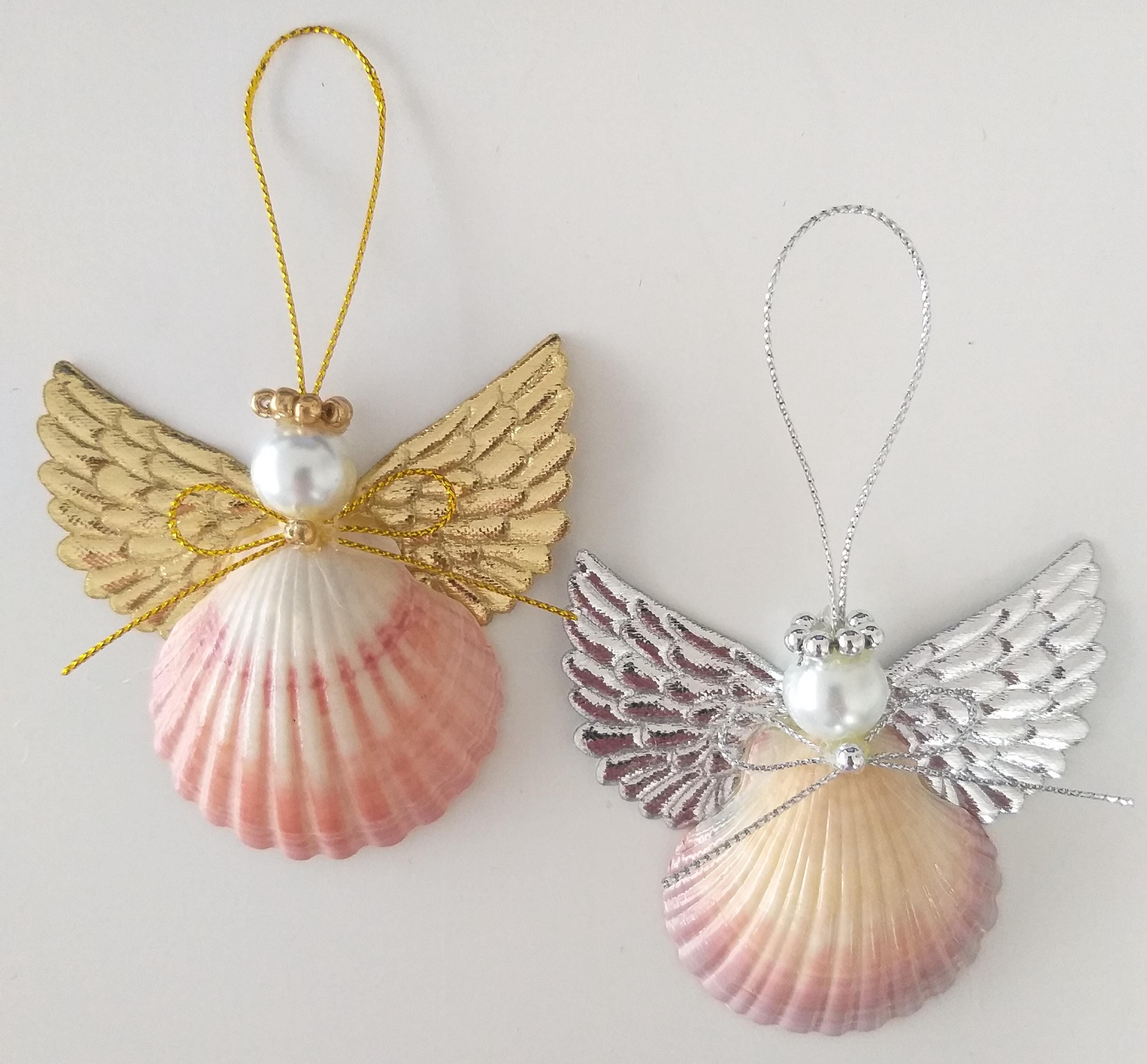 Seashell Angel, Seashell Christmas Ornament, Beach Ornament, Angel ...