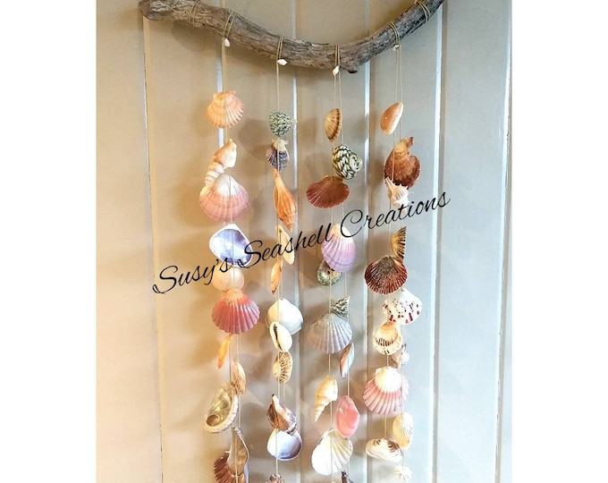 Seashell, Driftwood Wind Chime/ Wall Hanging, Rustic Wind Chime, Beach ...