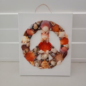 Seashell Peace Sign - Beach Decor -wall Art-wall Hanging - Wall Decor ...
