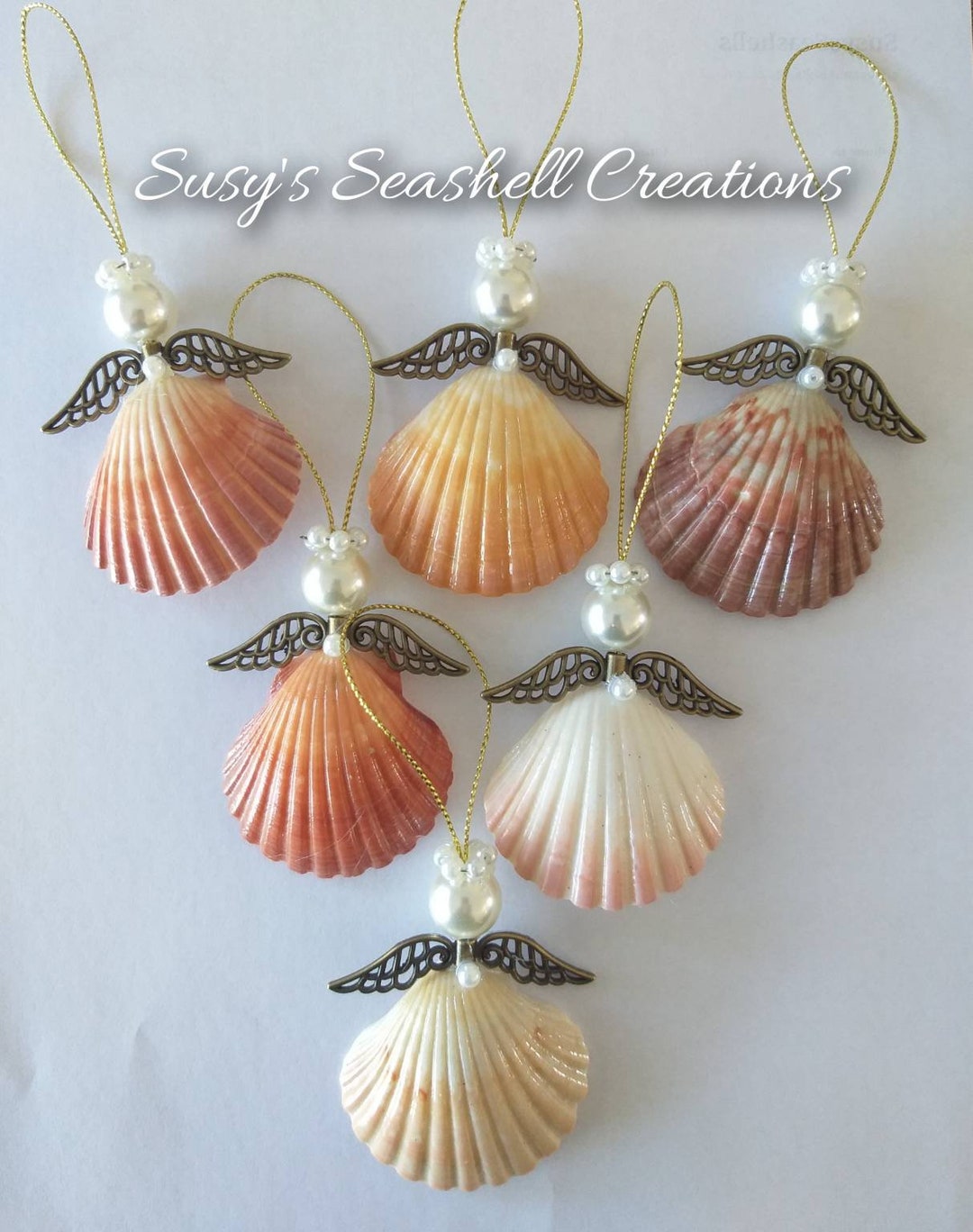 Seashell Angel, Seashell Christmas Ornament, Beach Ornament, Angel ...