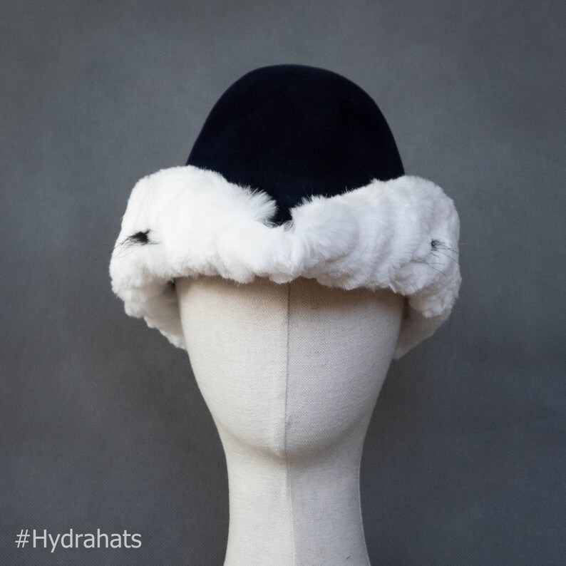 Dark Blue Medieval Hat Bycocket With Ermine Imitant - Etsy