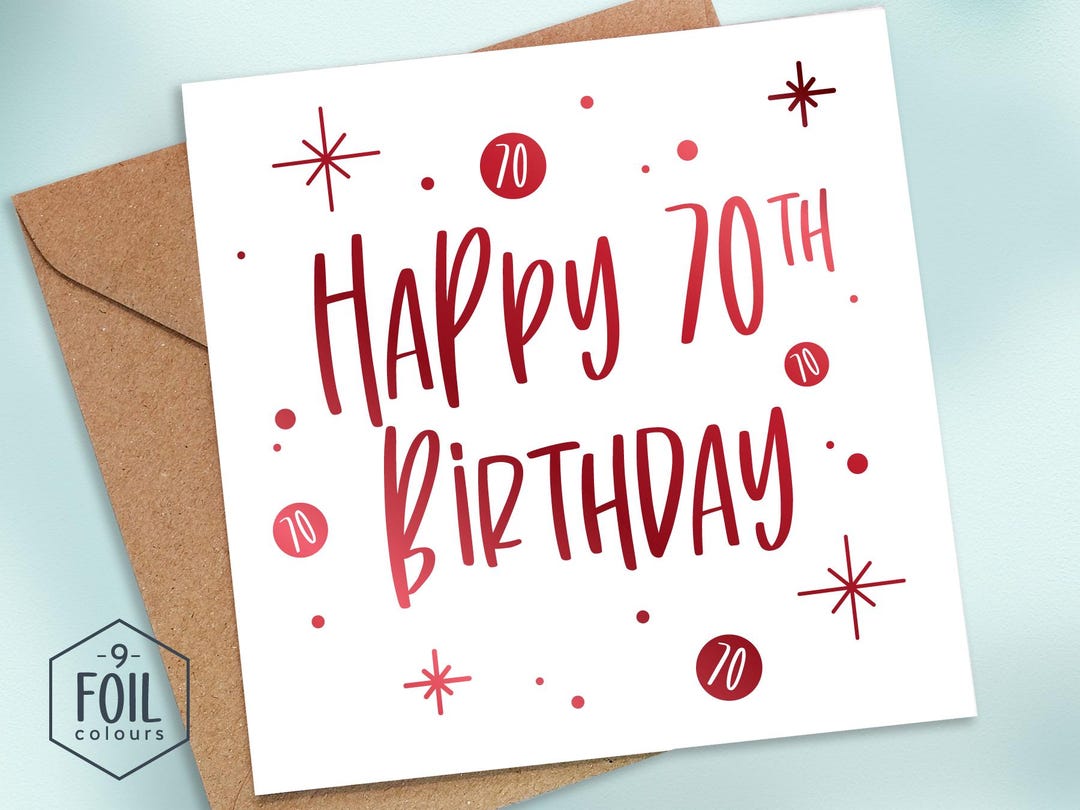 HAPPY 70th BIRTHDAY Card Foiled Birthday Greetings for Husband, Dad ...