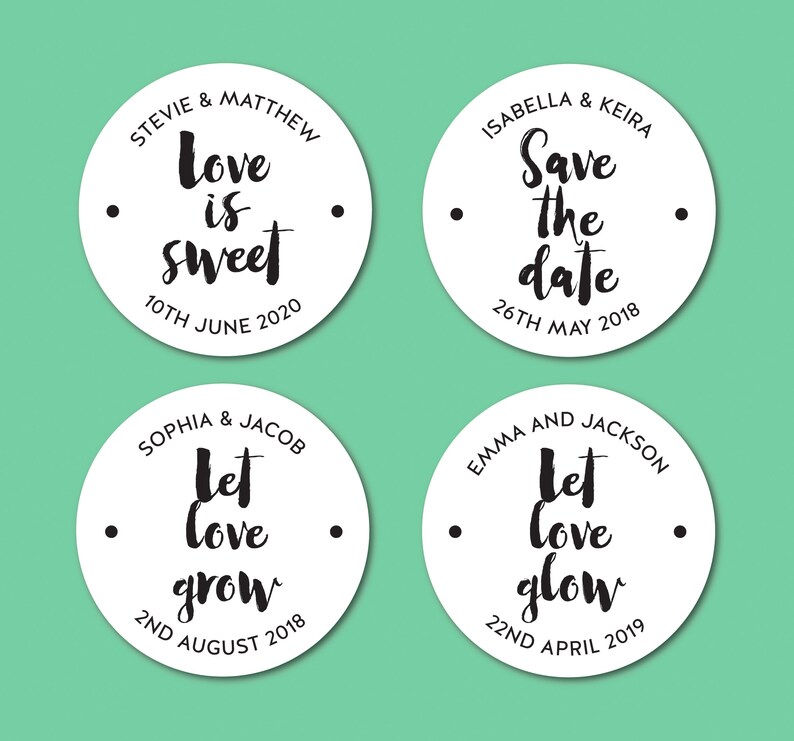 CUSTOM WEDDING Favour STICKERS Love is Sweet Save the Date | Etsy