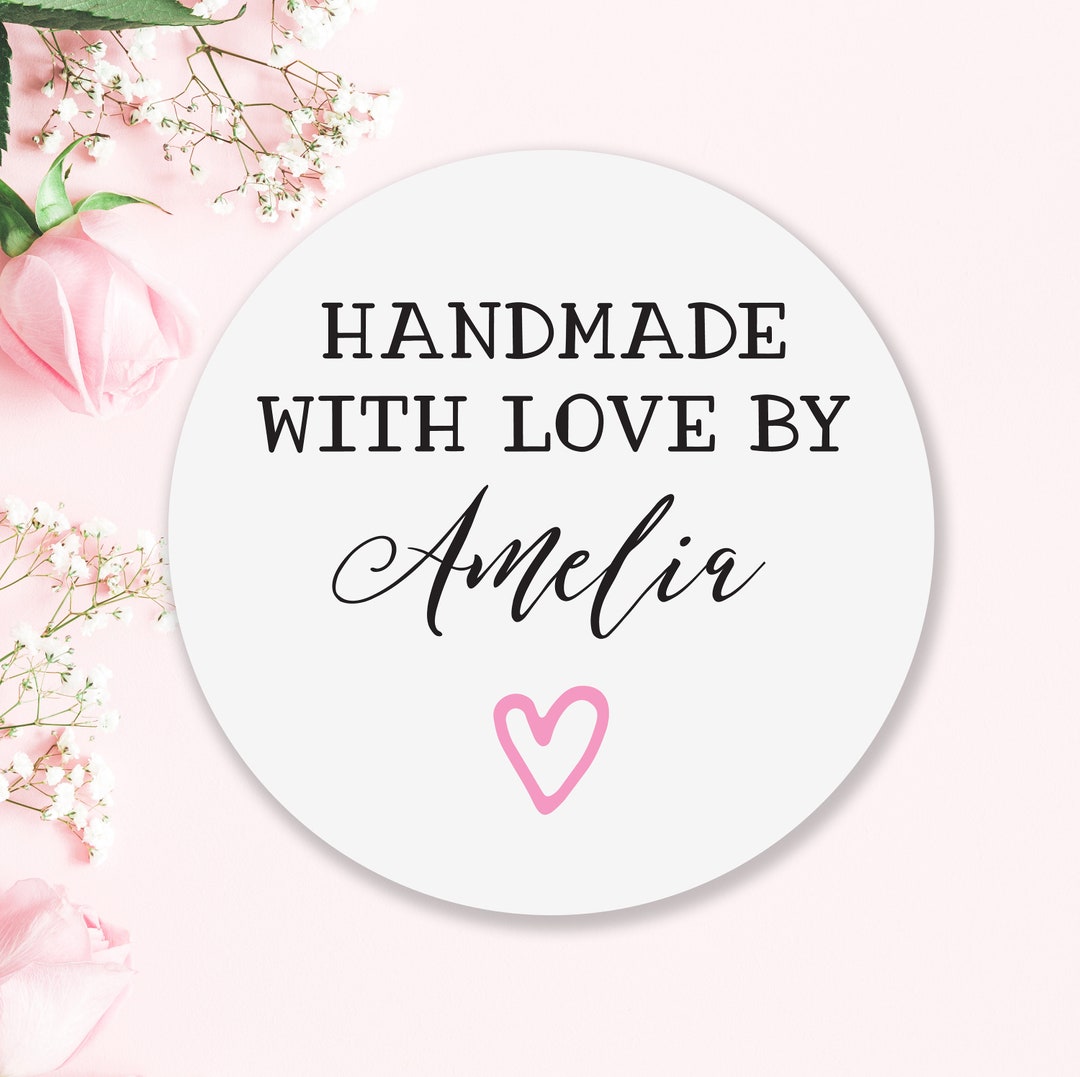 PERSONALISED HANDMADE WITH Love Stickers, Labels With Love Hearts, for ...