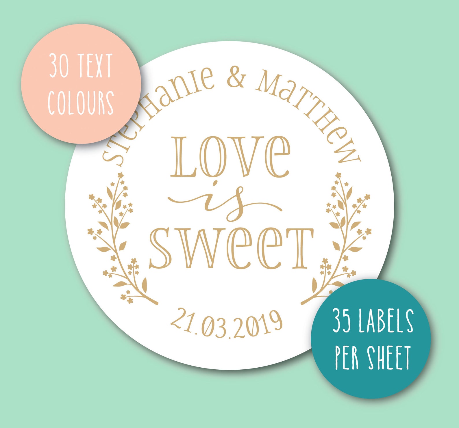 LOVE IS SWEET Stickers Custom Your Names Date Wedding Day | Etsy
