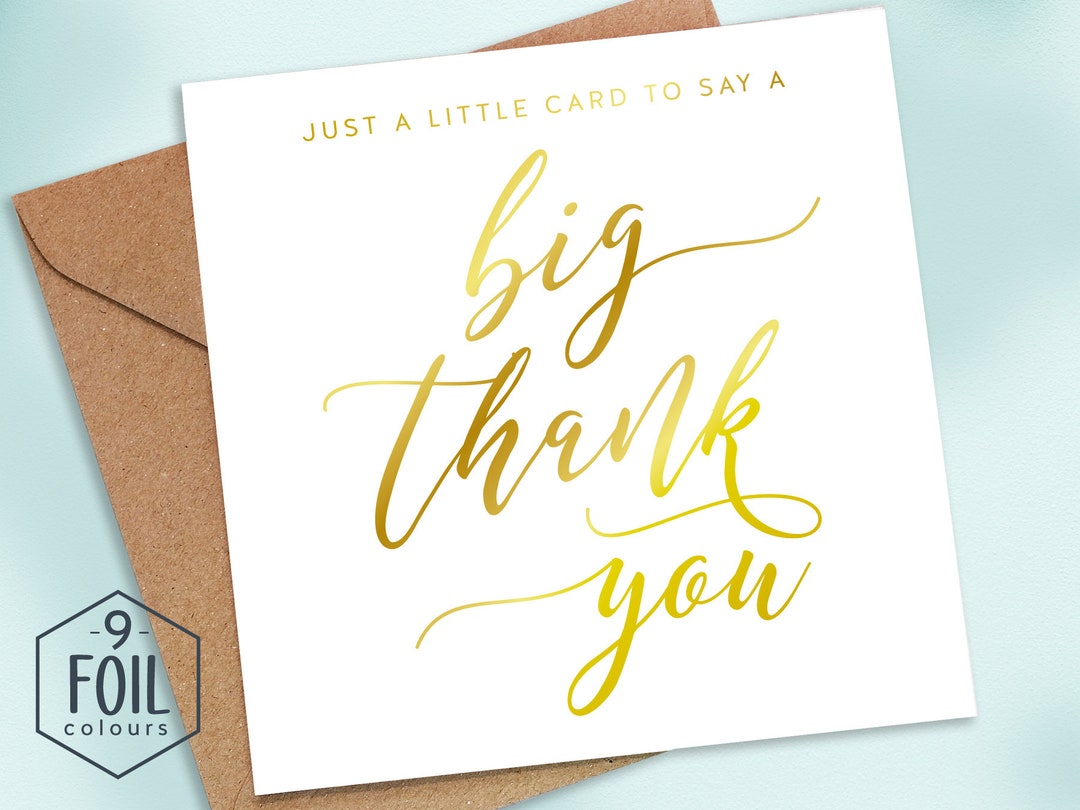 THANK YOU Card Just a Little Card to Say a Big Thank, Cheers, Ta. for ...