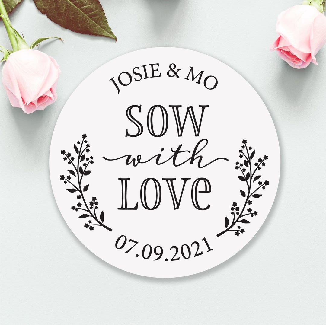 CUSTOMISED WEDDING Stickers X 35, Sow With Love, Wedding Favours ...